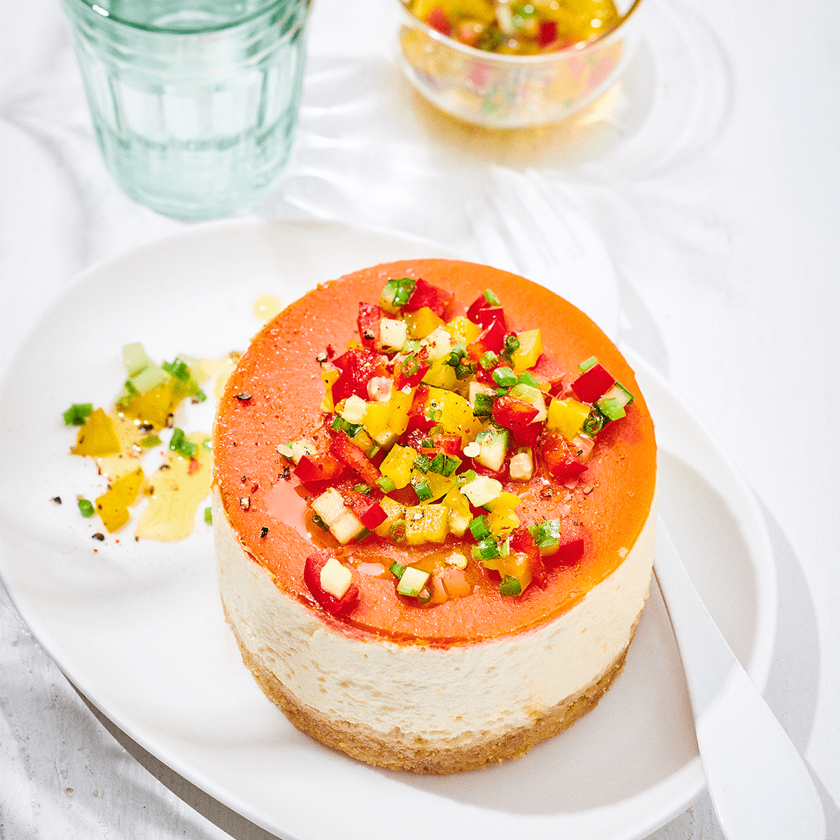 Recette - Cheesecake cuit chèvre tomate | Lactalis Foodservice