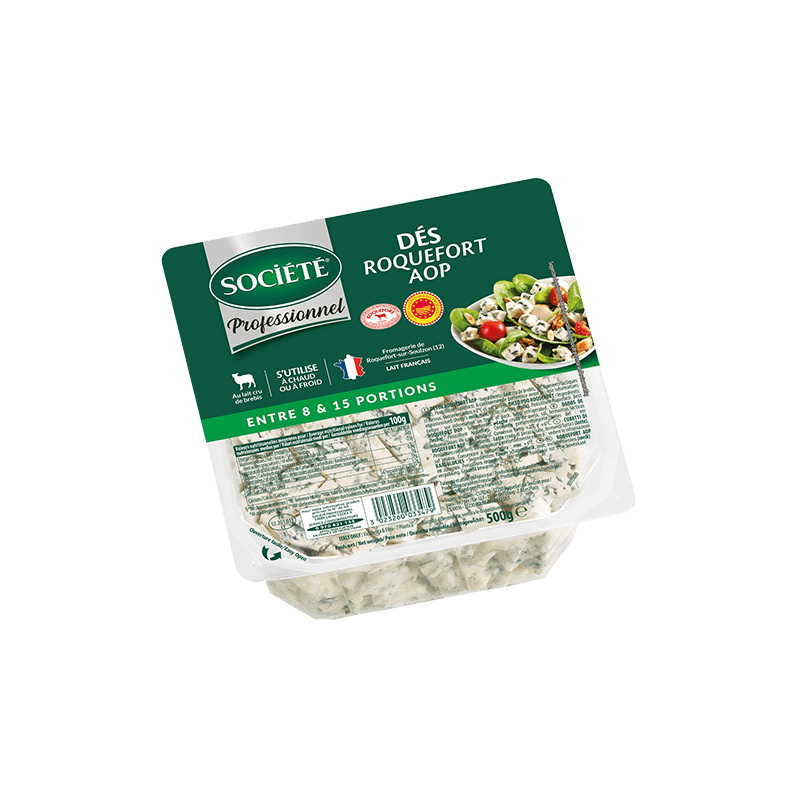 Dés de Roquefort | Barquette 500gr | Lactalis Foodservice