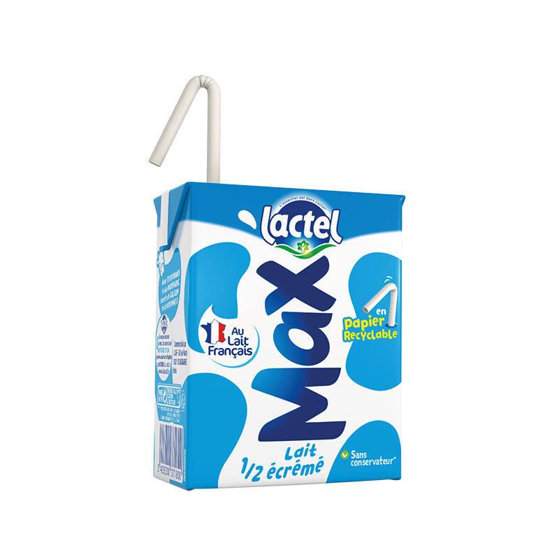 Lactel MAX Lait Demi-Écrémé | Briquette 20cl | Lactalis Foodservice