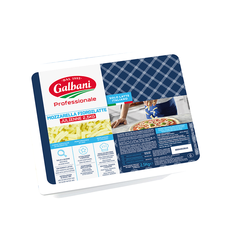 Fromage à Pizza Mozzarella FIORDILATTE | Bac 2.5kg | Lactalis Foodservice