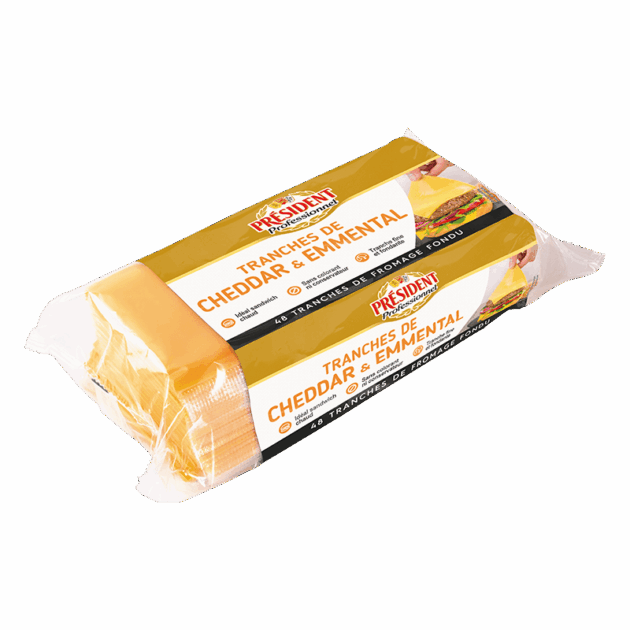 Cheddar et Emmental Fondus en tranches | 800gr | Lactalis Foodservice