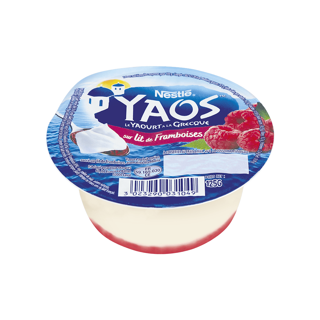 YAOS Yaourt à la Grecque sur lit de Framboise | Pot 140gr | Lactalis ...