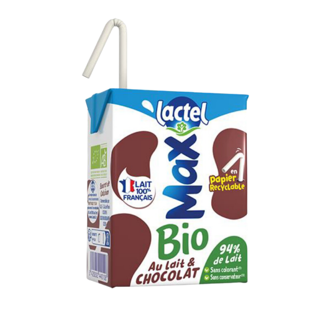 Lactel MAX Lait chocolaté BIO UHT | Briquette 20cl | Lactalis Foodservice