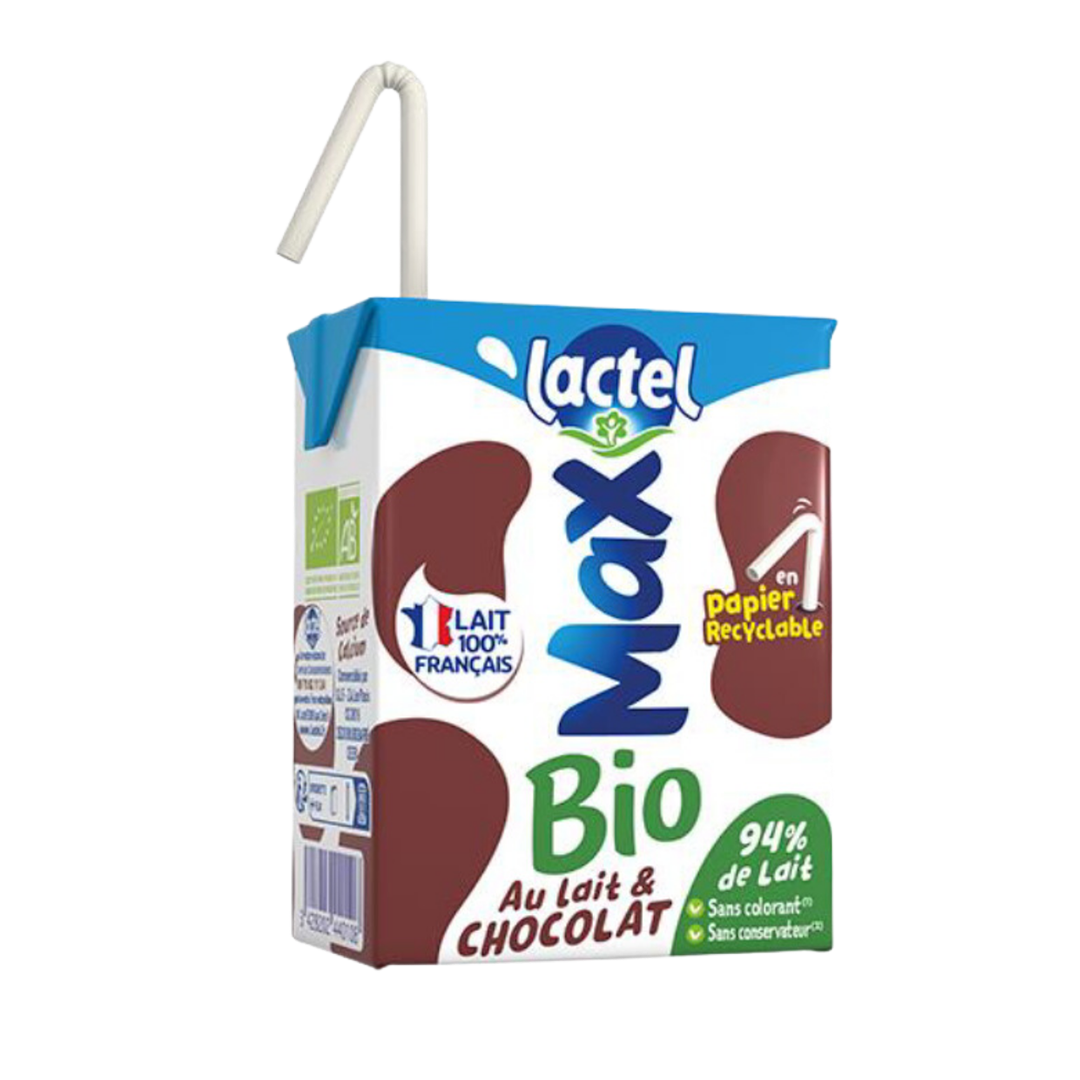 Lactel MAX Lait chocolaté BIO UHT | Briquette 20cl | Lactalis Foodservice